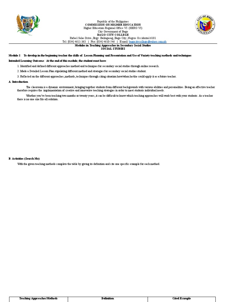 Teaching Approaches Module 2 | PDF | Teaching Method | Teachers