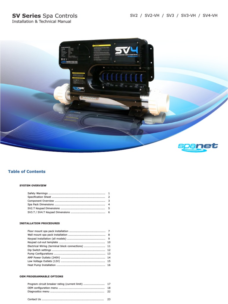 SV Series Spa Controls Manual | PDF | Ac Power Plugs And Sockets ...