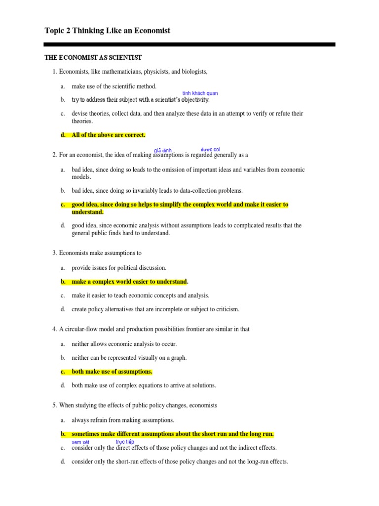 Thinking Like an Economist: Models & Assumptions | PDF | Economics ...