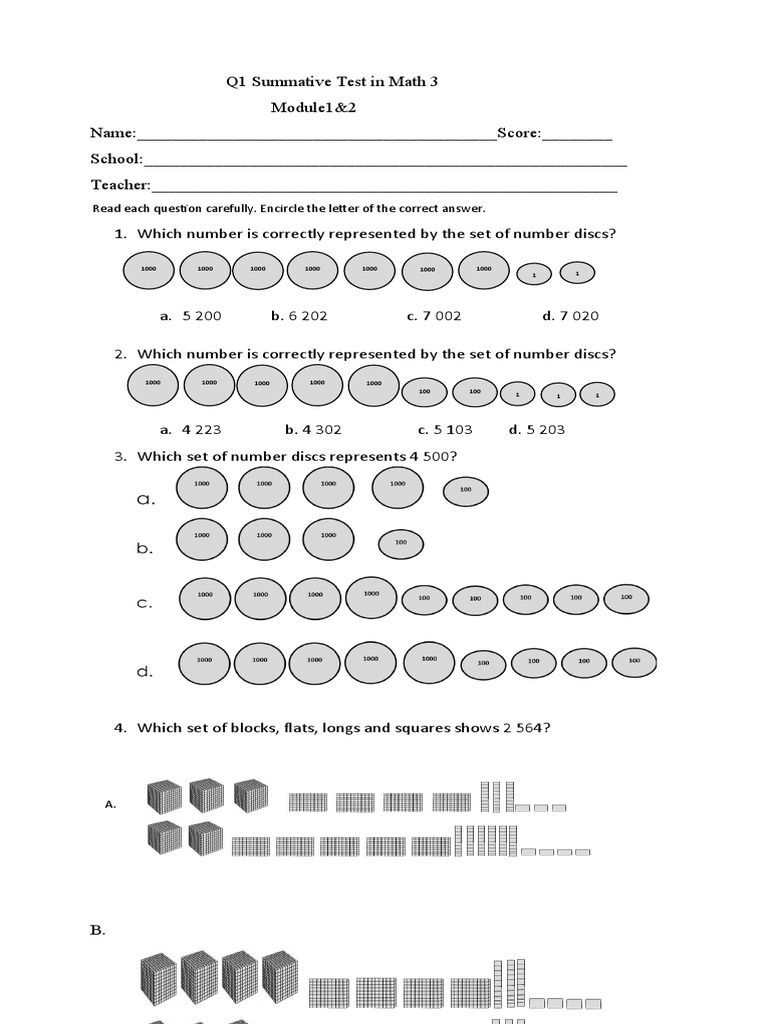 Q1 Summative Test in Math 3 Module1&2 | PDF | Games & Activities | Home ...