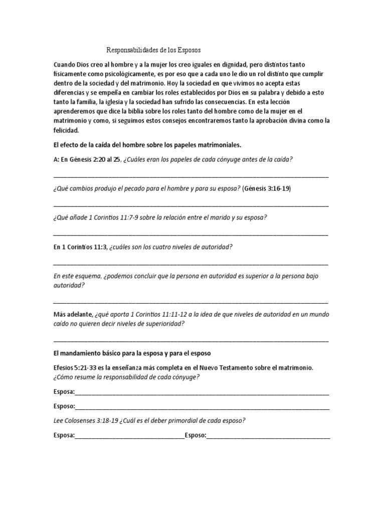 Tema 2 Responsabilidades de Los Esposos - 023034 | PDF | Matrimonio ...