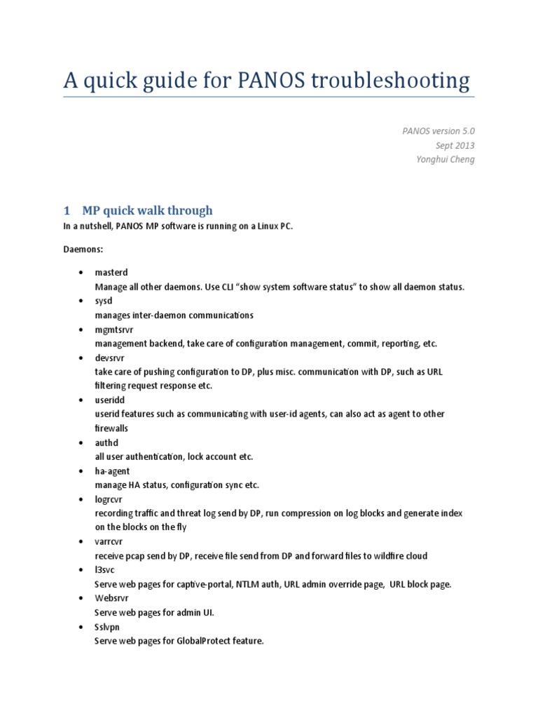 A Quick Guide For PANOS Troubleshooting - v2 | PDF | Debugging ...
