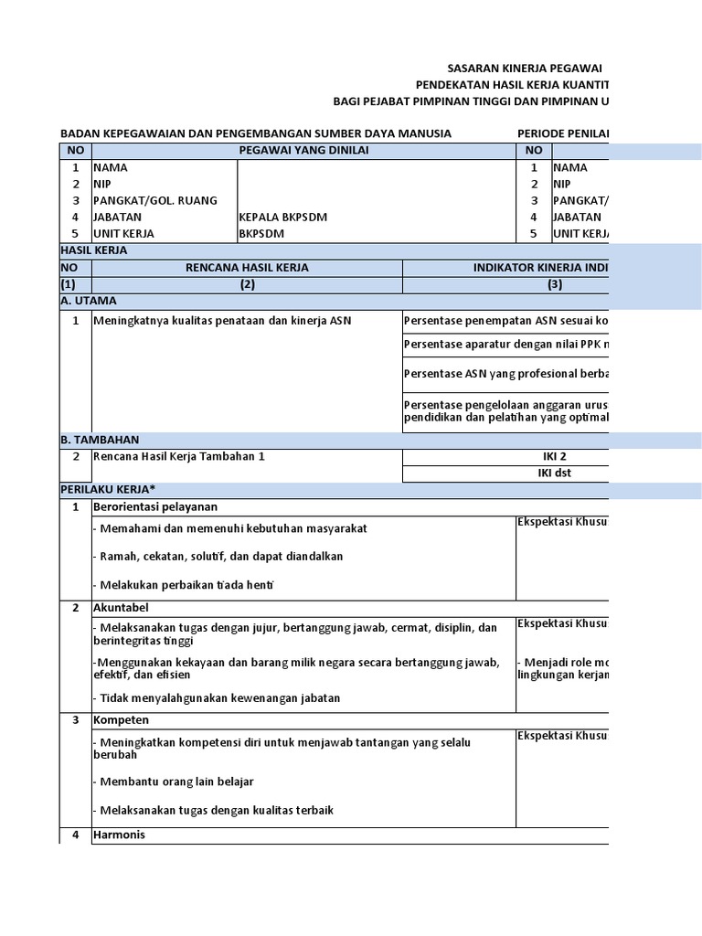 Contoh SKP JPT | PDF