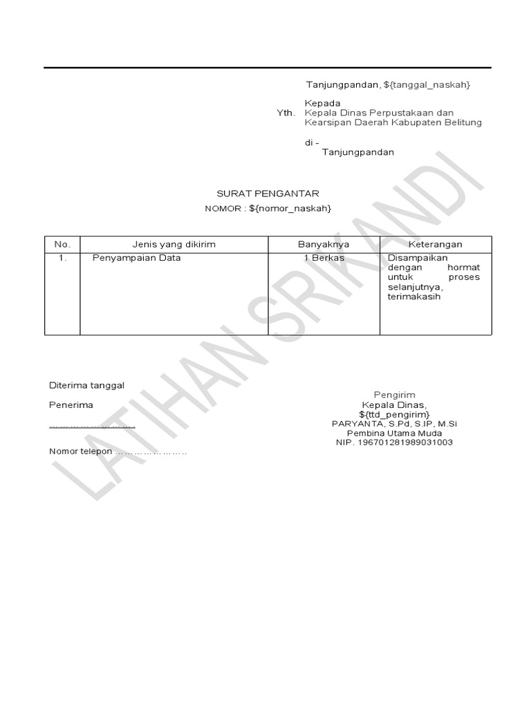 Contoh Surat Untuk Latihan Srikandi | PDF