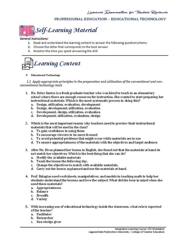 Profed-Educational Technology Let Reviewer | PDF | Educational ...