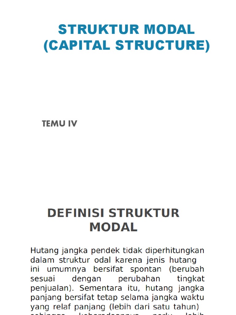 Materi Iv Teori Struktur Modal | PDF