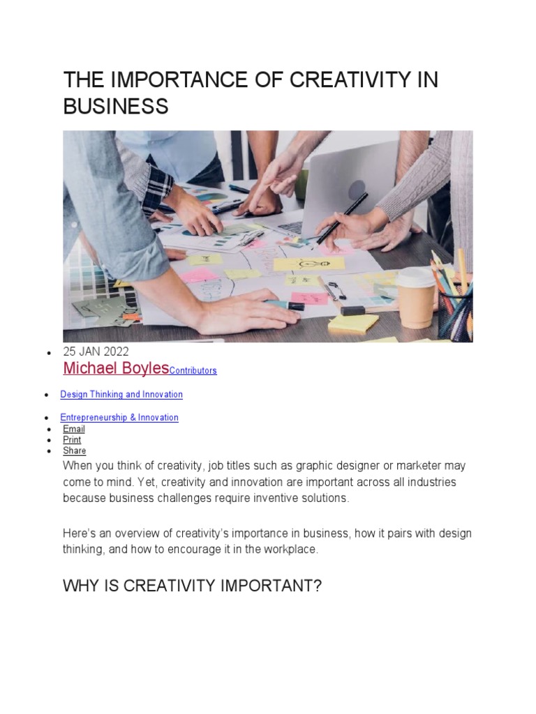 Importance of Creativity in Business | PDF | Entrepreneurship | Creativity