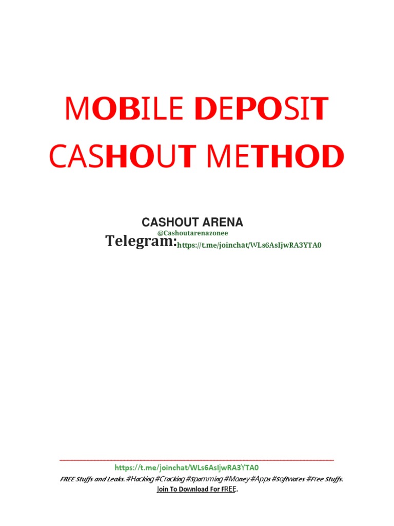 Mobile Deposit Cashout Method: Telegram | PDF | Cheque | Automated Teller Machine