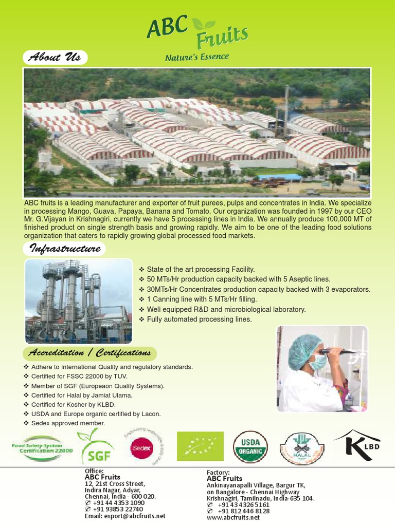 An Introduction to ABC Fruits: A Leading Manufacturer and Exporter of ...