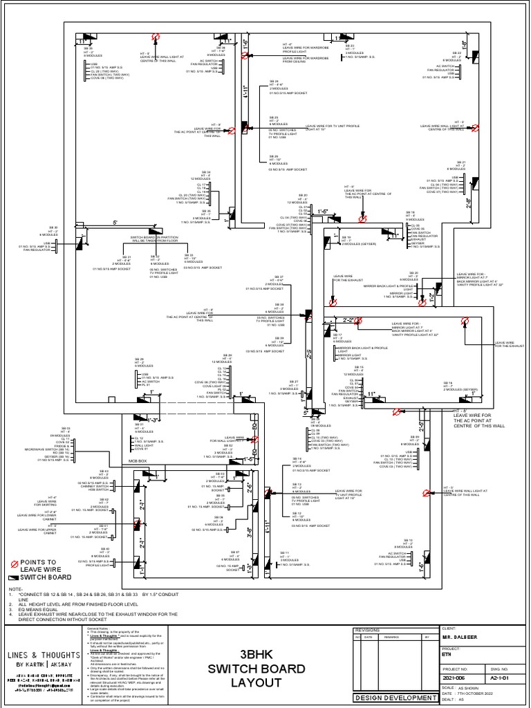 3BHK Switch Board Layout Plan | PDF | Manufactured Goods | Electronics