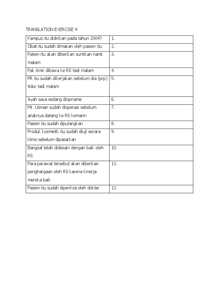 Translation Exercise 4 | PDF