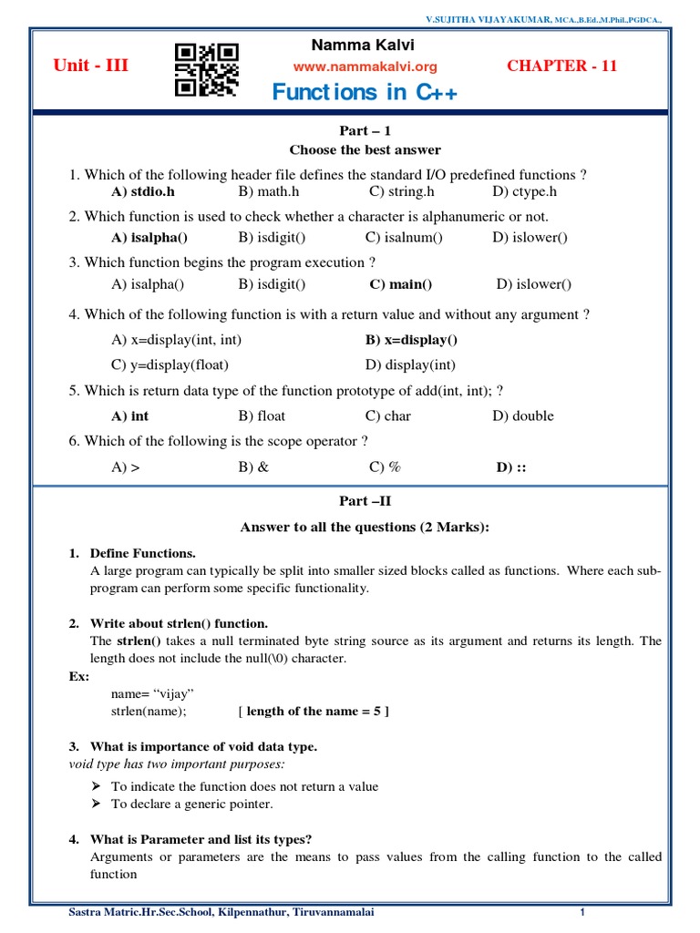 11th Computer Science Chapter 11 Study Material em | PDF | Parameter (Computer Programming ...