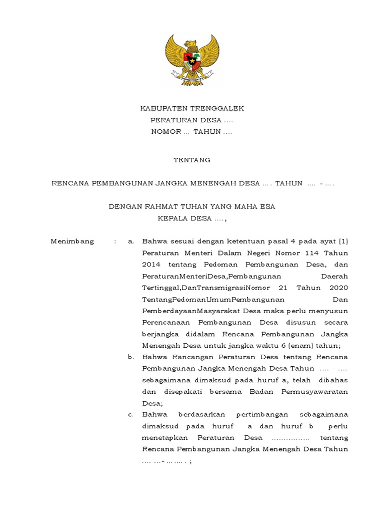 2.Draft-Perdes-dan-Lampiran-RPJMDes 2022 | PDF