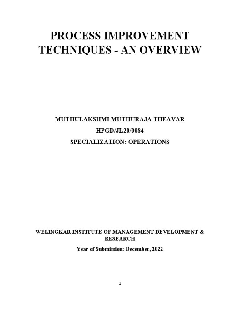 Process Improvement Techniques - An Overview | PDF | Insurance | Business