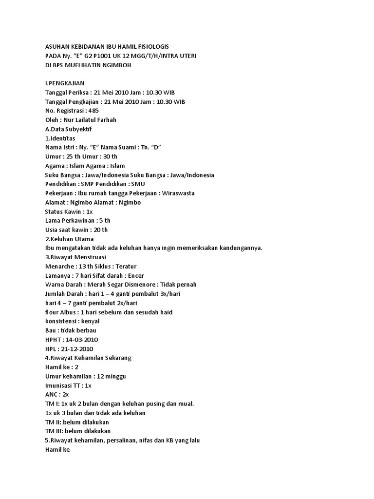 Asuhan Kebidanan Ibu Hamil TM1 | PDF