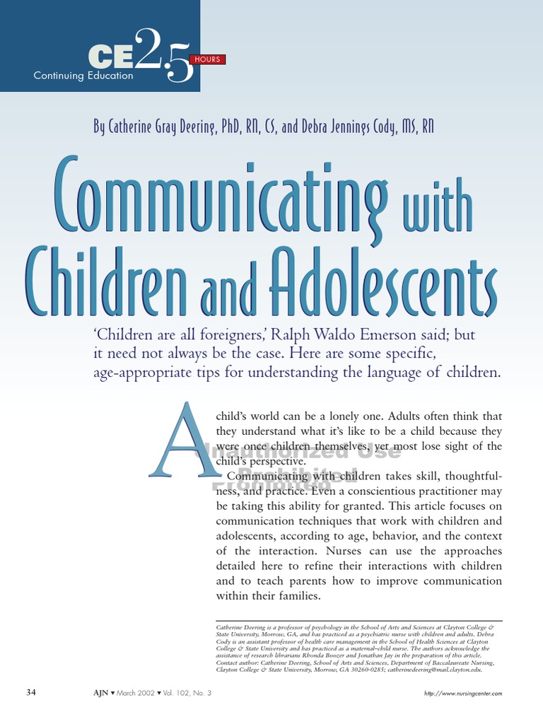 Communicating Effectively with Children and Adolescents | PDF ...