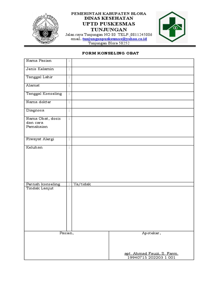 Form Dokumentasi Konseling Obat | PDF