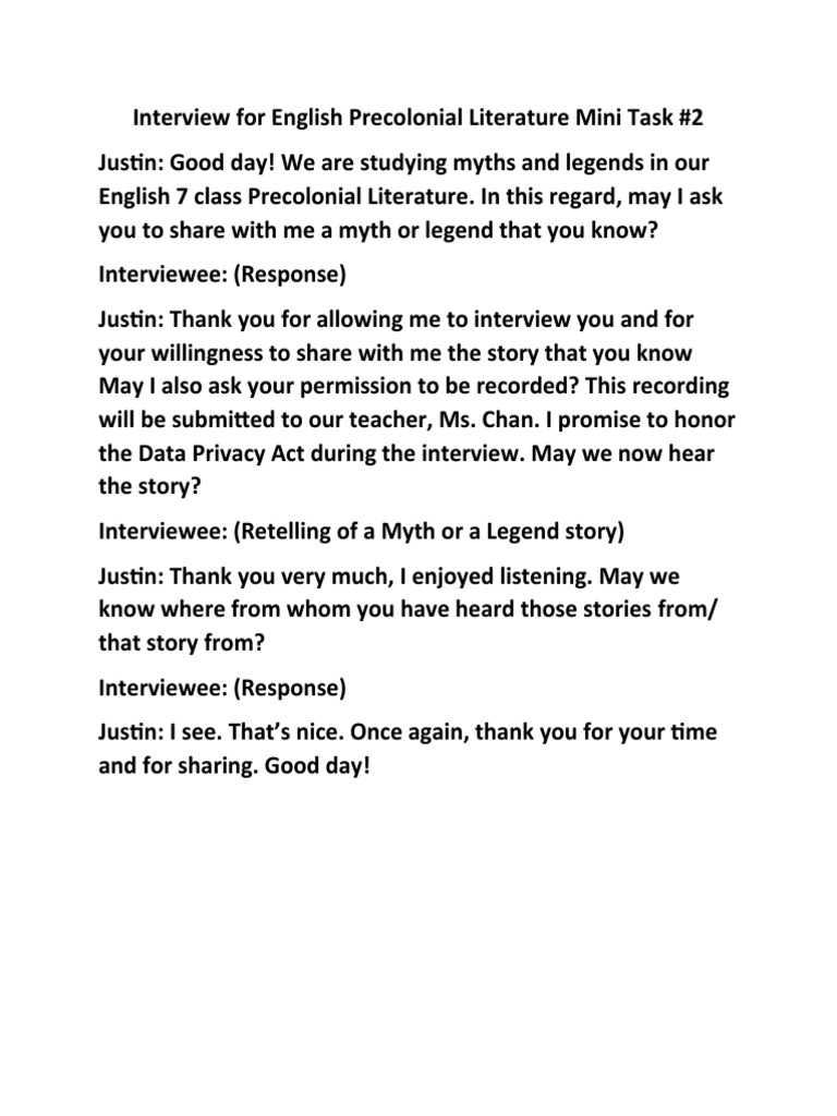 Script For Mini Task English | PDF