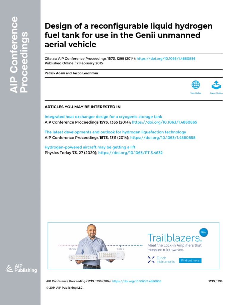 Design of A Reconfigurable Liquid Hydrogen Fuel Tank For Use in The ...