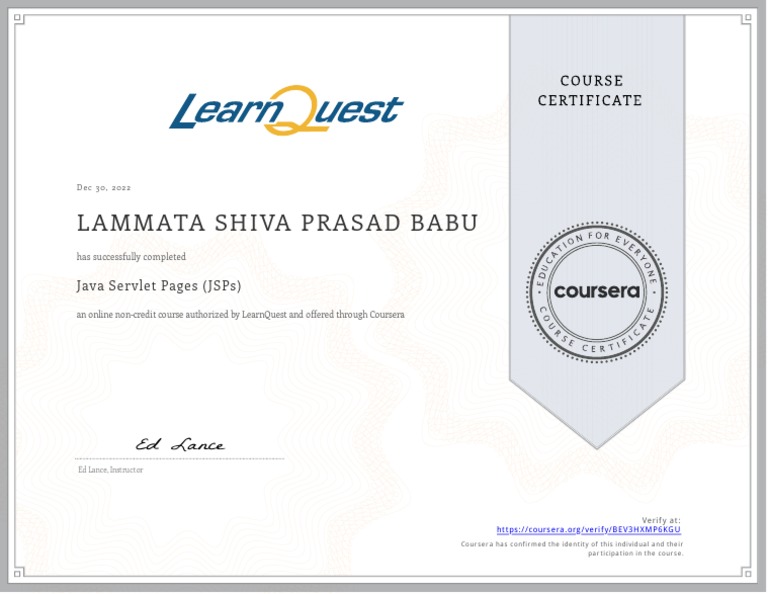 Java Servlet Pages (JSPs) course completion | PDF