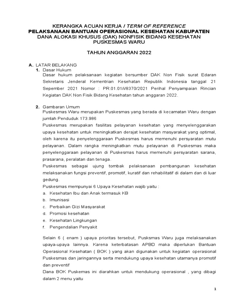 KAK DAK NON FISIK 2022 PKM Waru | PDF