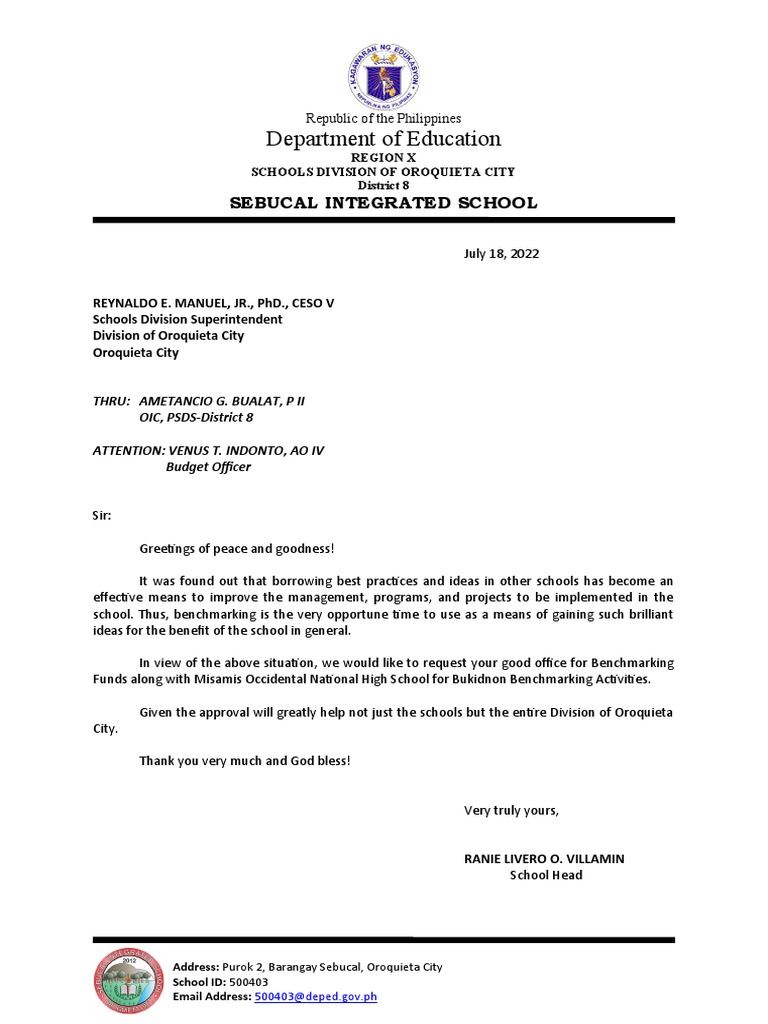 Benchmarking Fund Letter Request | PDF