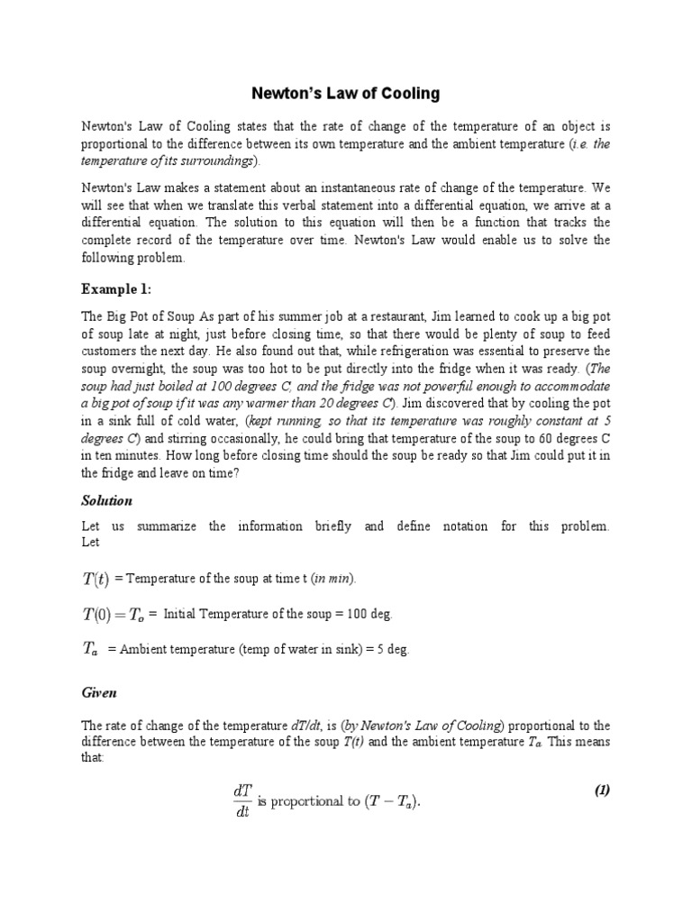 Understanding Newton's Law of Cooling Through Practical Examples and ...