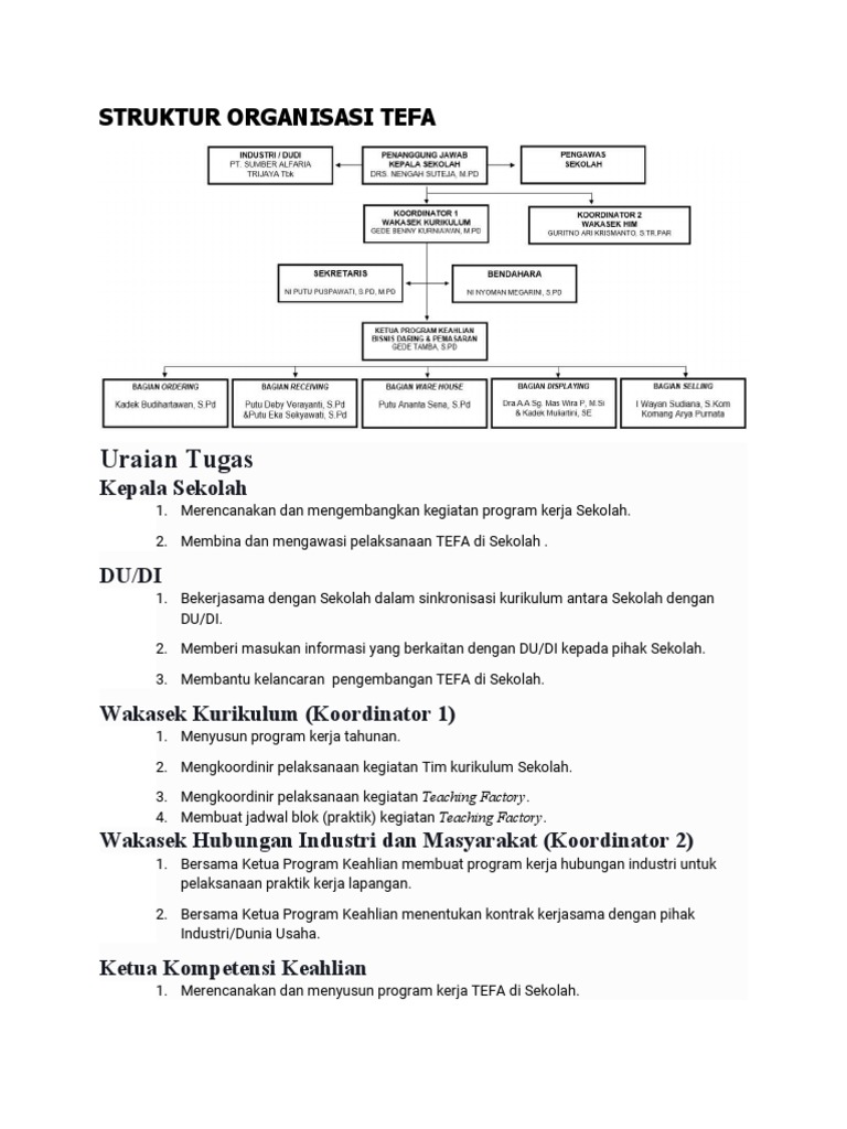 Struktur Organisasi Tefa | PDF
