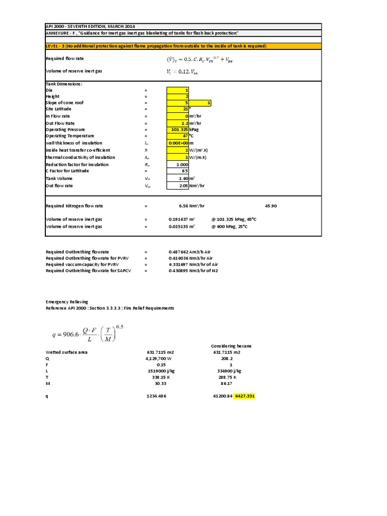 API 2000 guidance for inert gas blanketing of tanks | PDF | Thermal ...