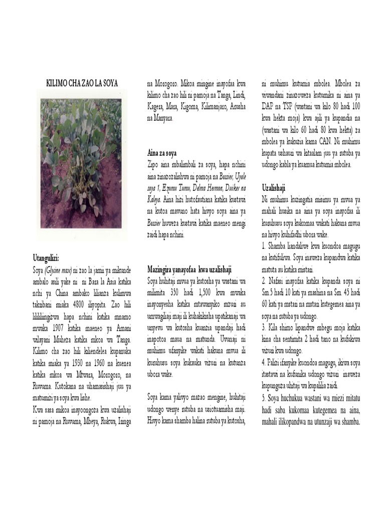 Kilimo Cha Soya | PDF