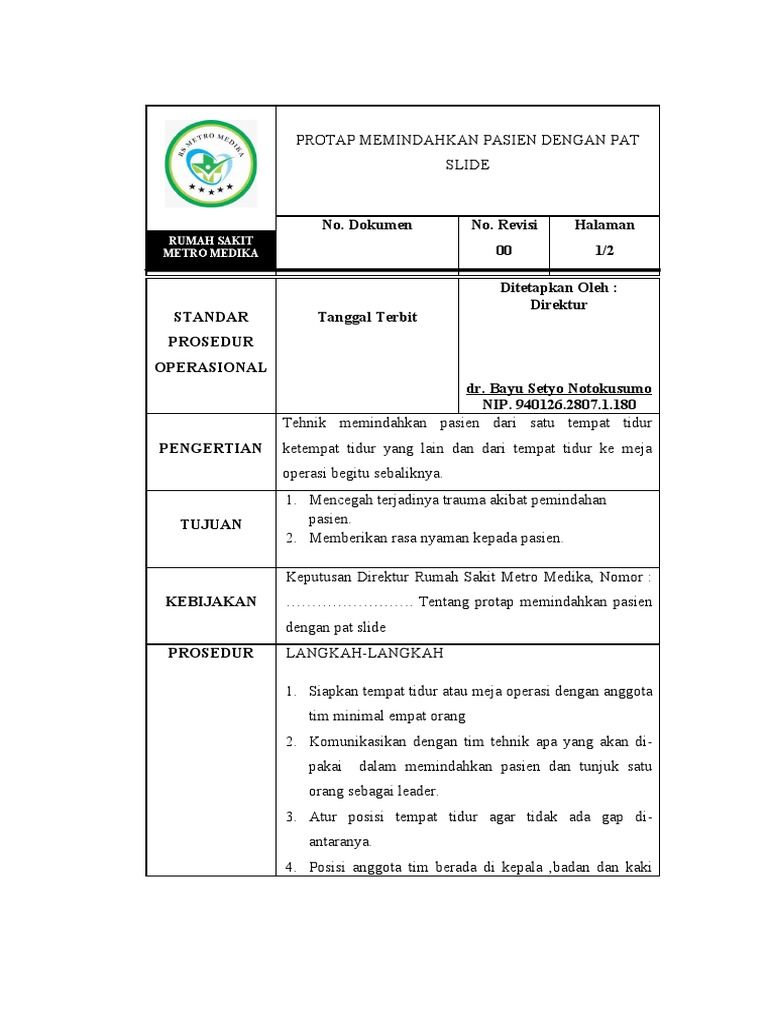 Protap Memindahkan Pasien Dengan Pat Slide | PDF | Sains & Matematika ...