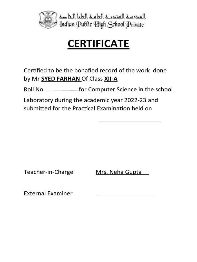 Coverpage of Practical File | PDF | Parameter (Computer Programming) | Scripting Language
