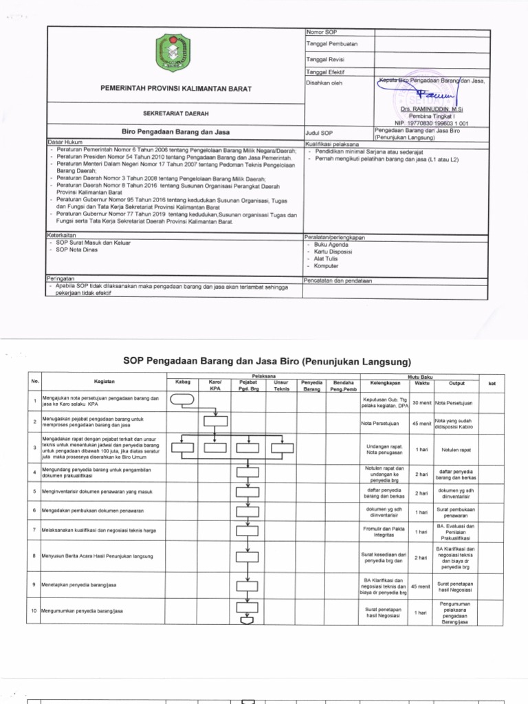 SOP Pengadaan Barang Kalbar | PDF