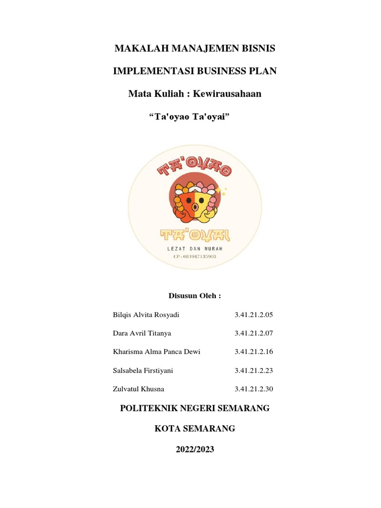 Makalah Manajemen Bisnis Ta'oyao Ta'oyai | PDF