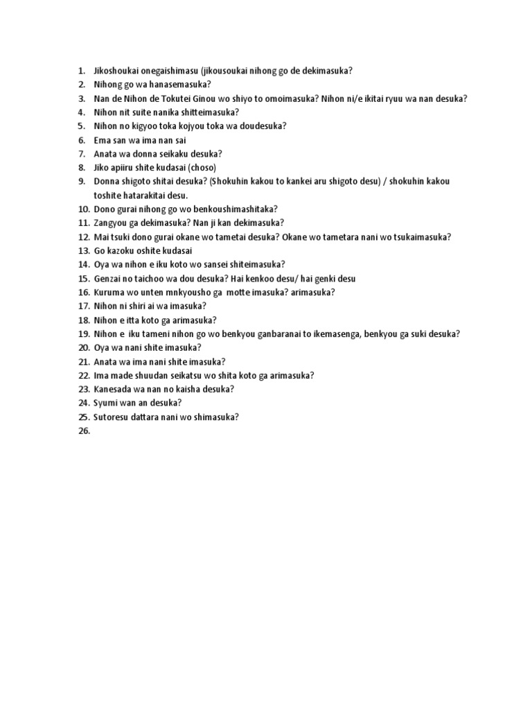 Jikoshoukai: Japanese Self-Introduction Guide | PDF | Language Arts ...