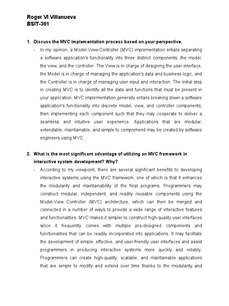 07 Task Performance 1 Roger Villanueva | PDF | Model–View–Controller | Component Based Software ...