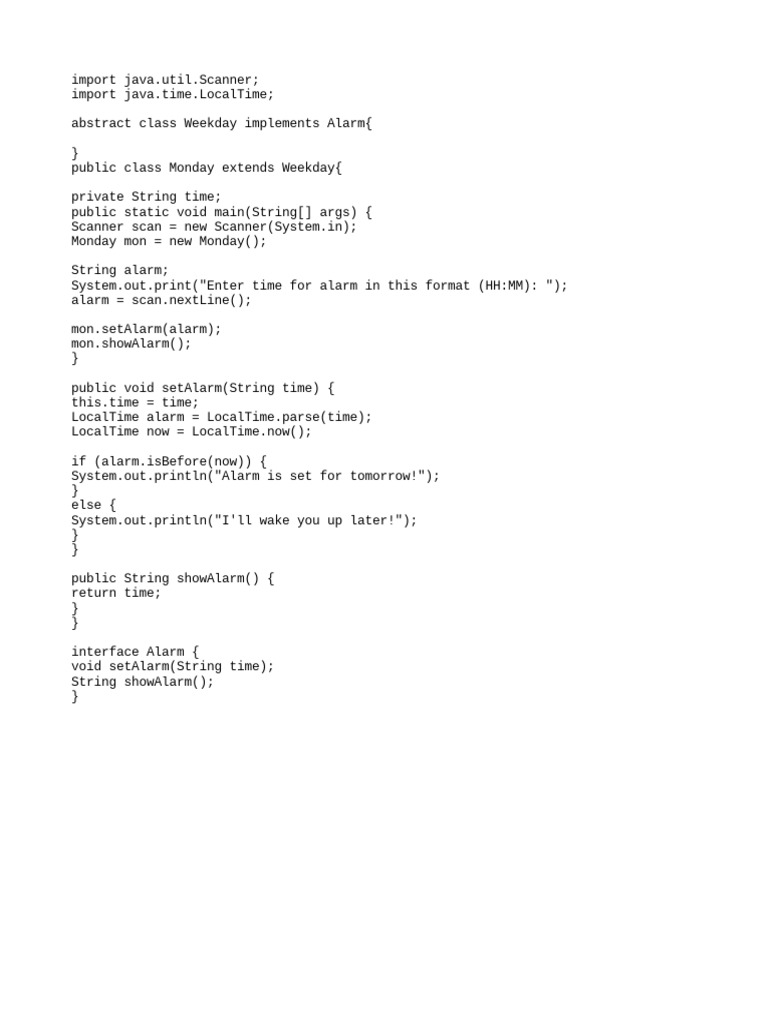 Implementing an Alarm Interface to Set and Display an Alarm Time for ...