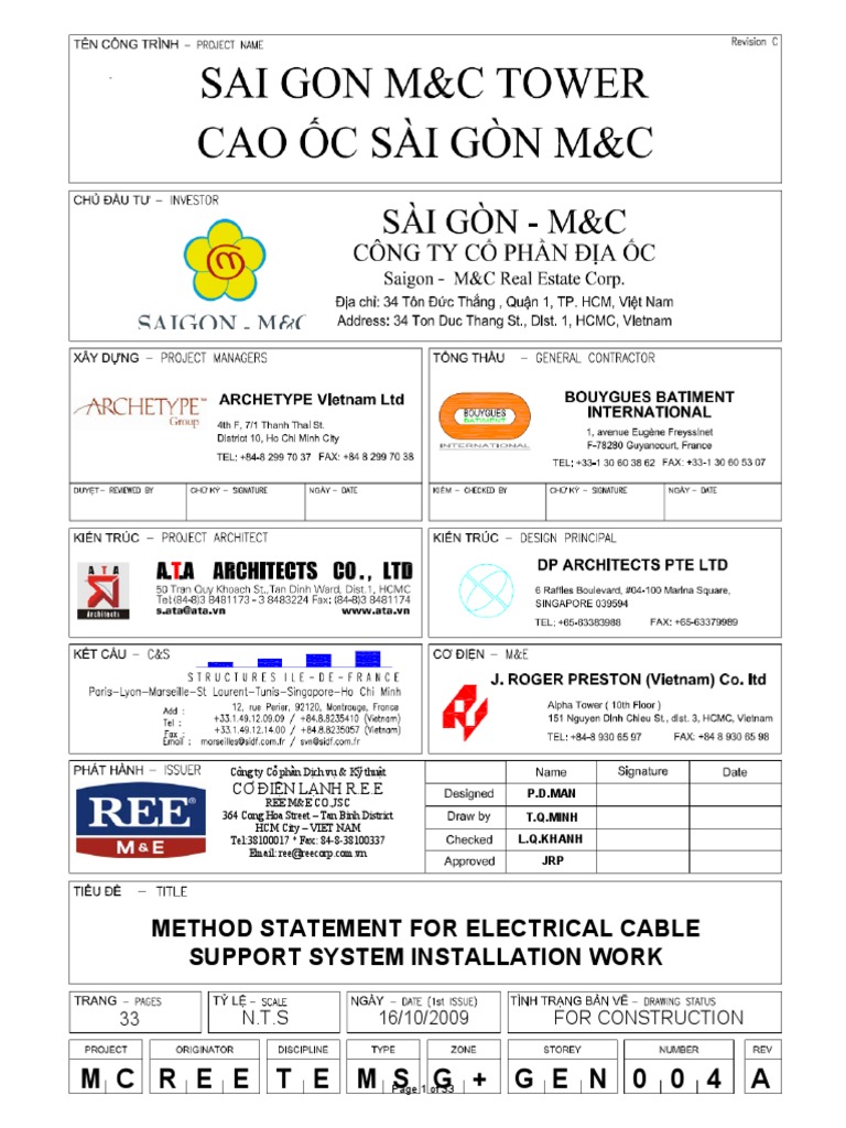 Electrical Cable Support System Installation Work For Cons Pdf