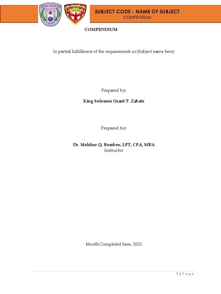 JMC Guidelines and Template For Compendium 2 1 | PDF