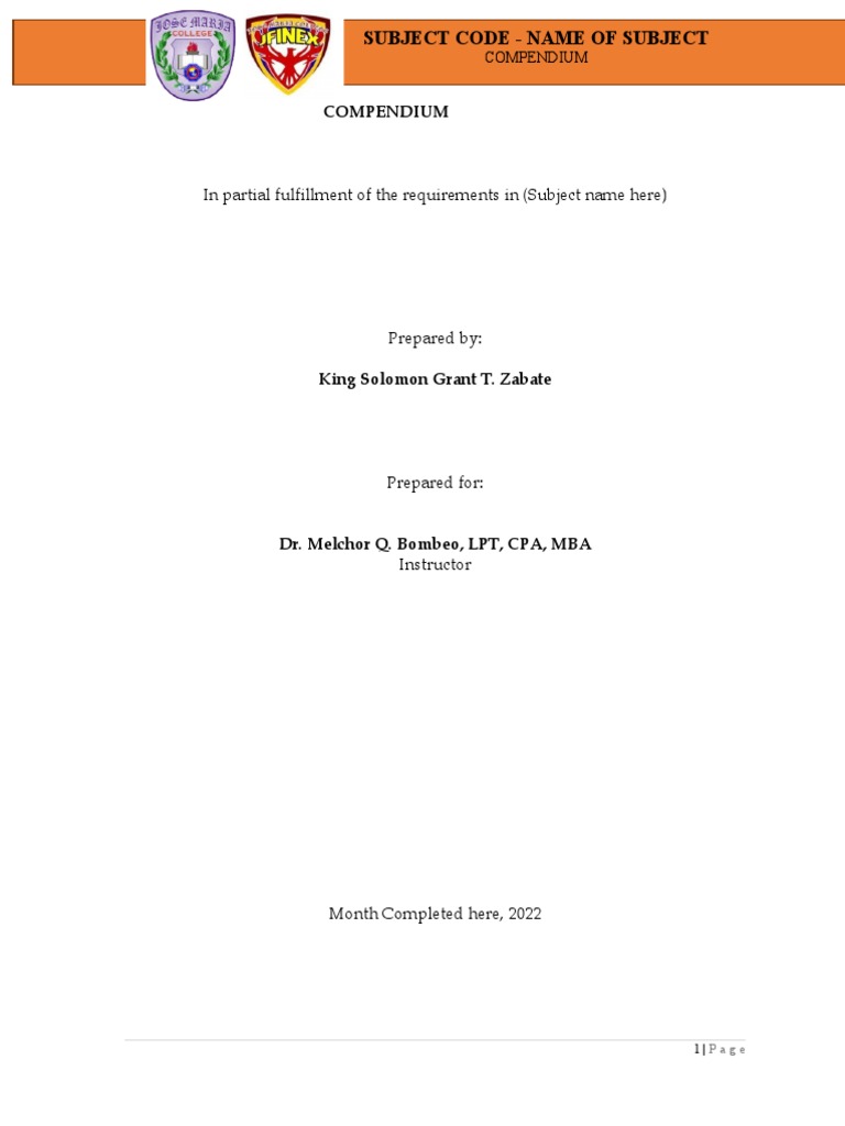 JMC Guidelines and Template For Compendium 2 | PDF | Debits And Credits ...