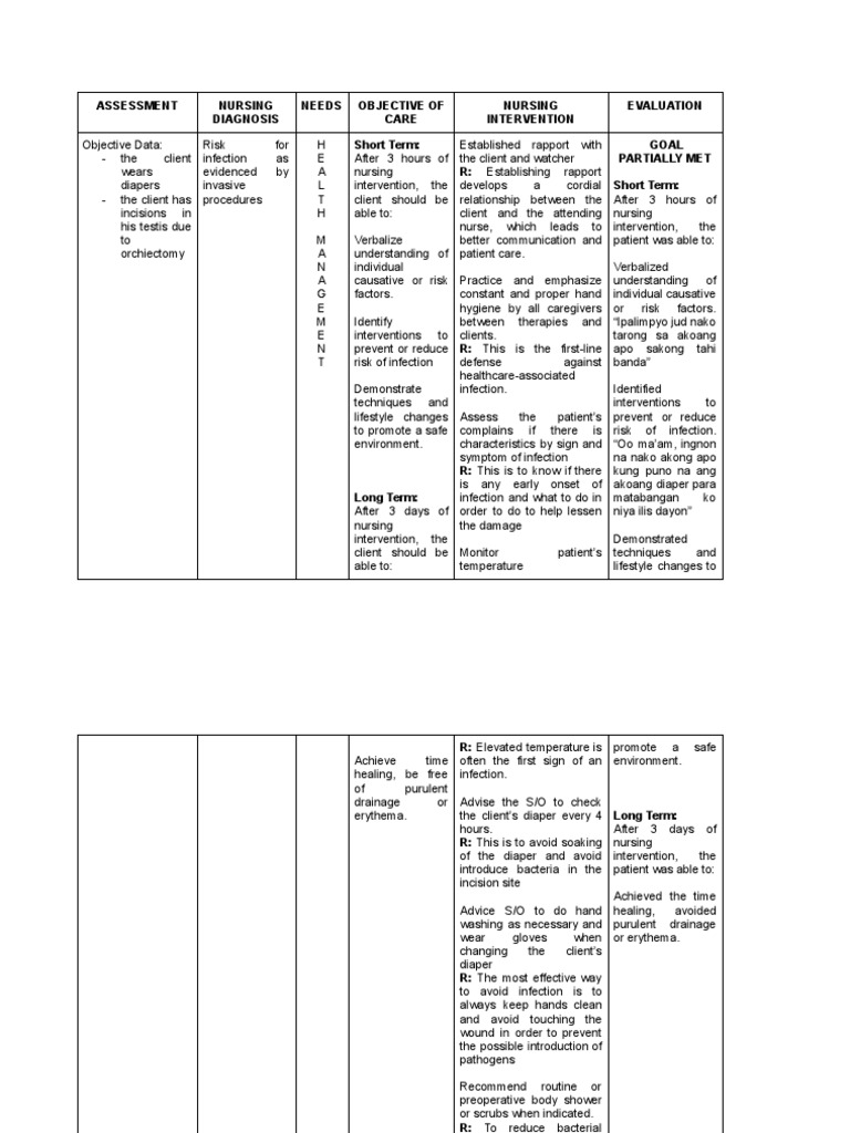 NCP Risk For Infection | Download Free PDF | Infection | Nursing