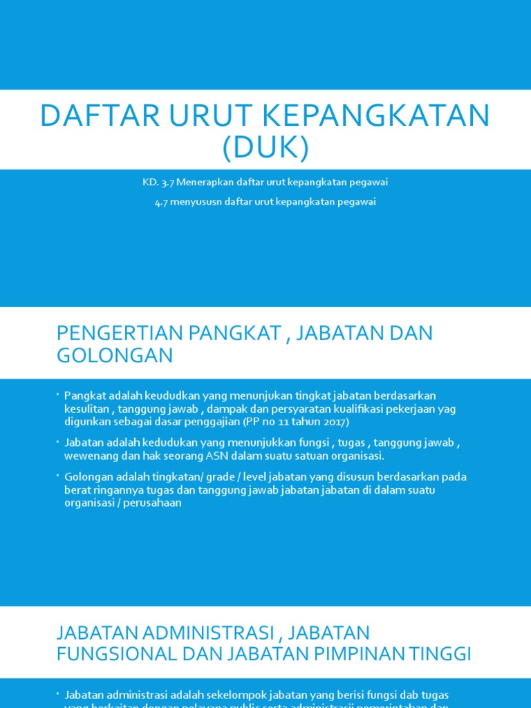 Daftar Urut Kepangkatan (Duk) KD 3.7 4.7 | PDF