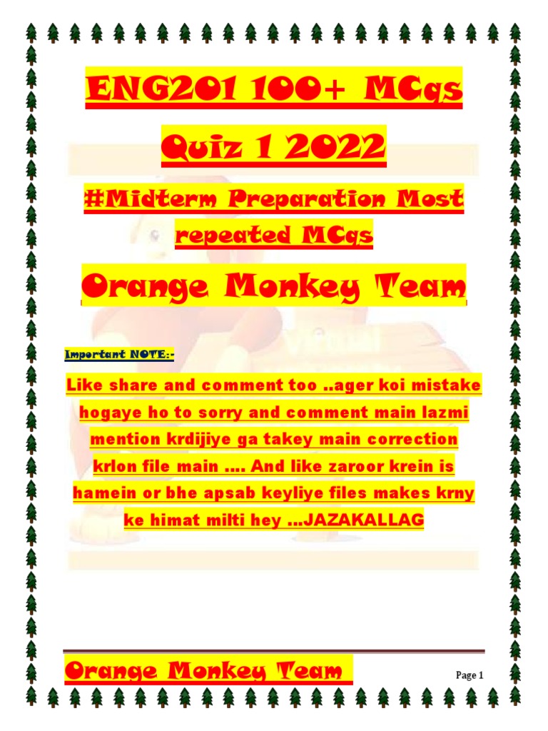 ENG201 Quiz1 Midterm Mcqs | PDF | Communication | Persuasion