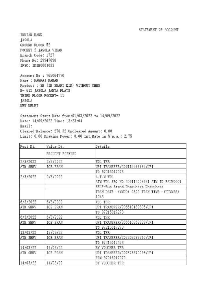 Statement 765064770 20220914 124911 | PDF | Automated Teller Machine ...