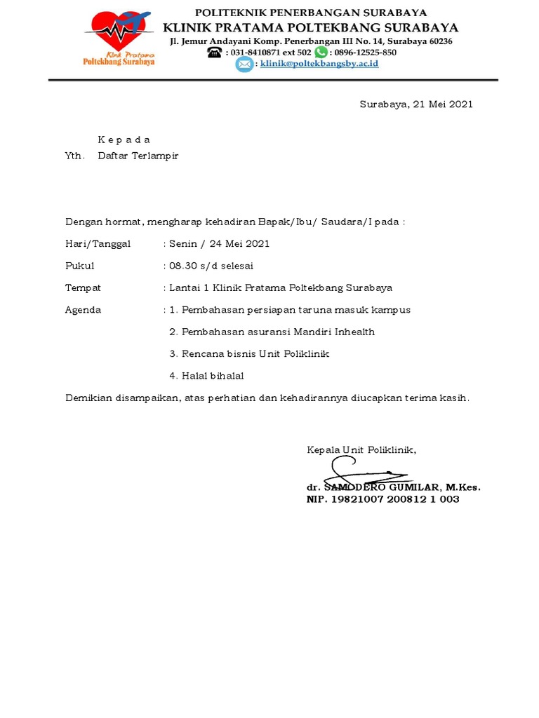 UNDANGAN RAPAT POLIKLINIK 24 Mei 2021 | PDF UNDANGAN RAPAT POLIKLINIK 24 Mei 2021 | PDF