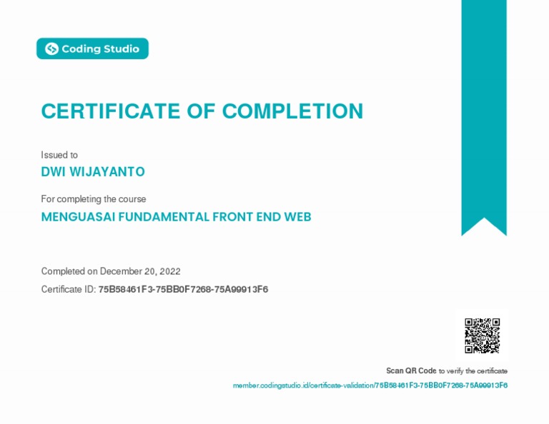Certificate Menguasai Fundamental Front End Web Dwi Wijayanto | PDF