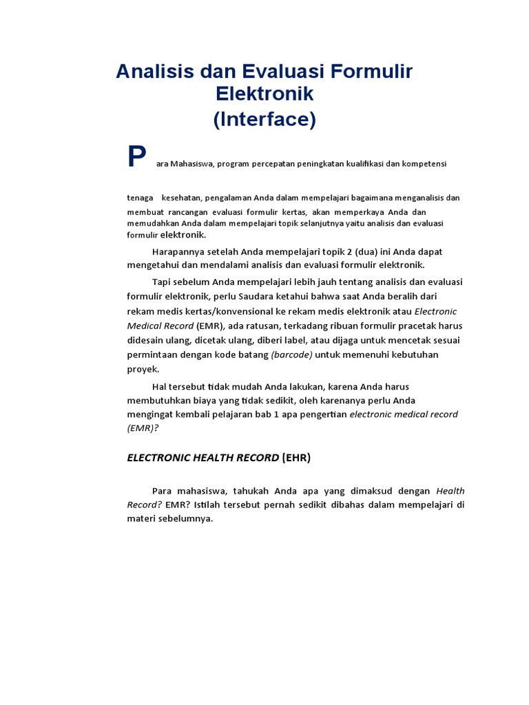 Evaluasi Formulir Elektronik dalam Kesehatan | PDF | Sains & Matematika