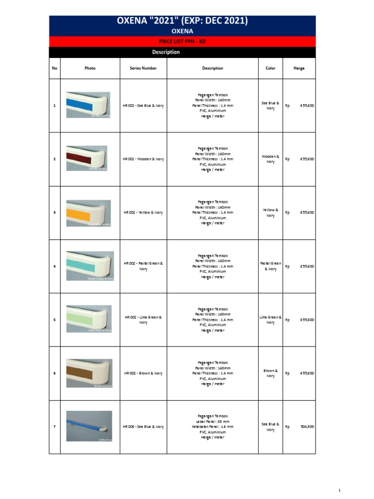 OXENA Price List PPN | PDF | Metals | Building Materials