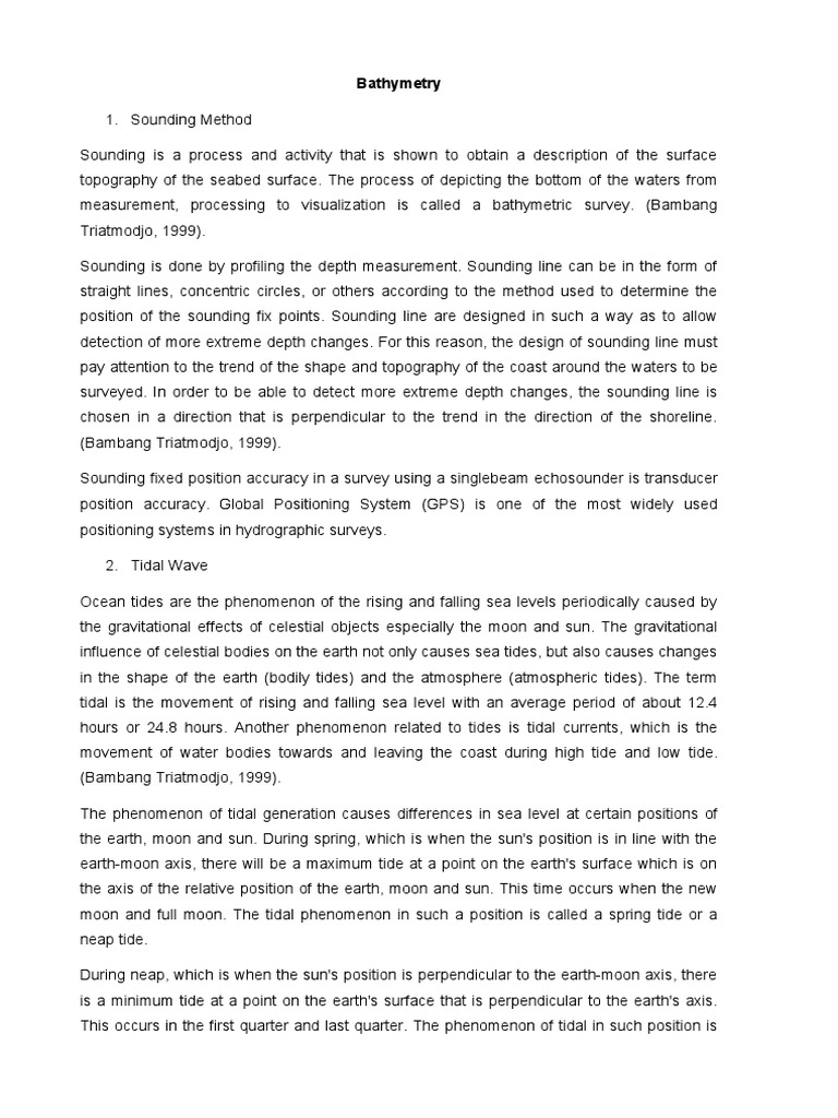 Bathymetry Survey Methods | PDF | Tide | Transmitter