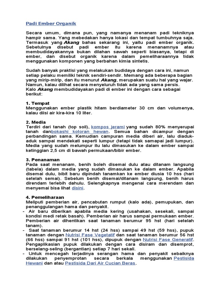 Padi Ember Organik | PDF